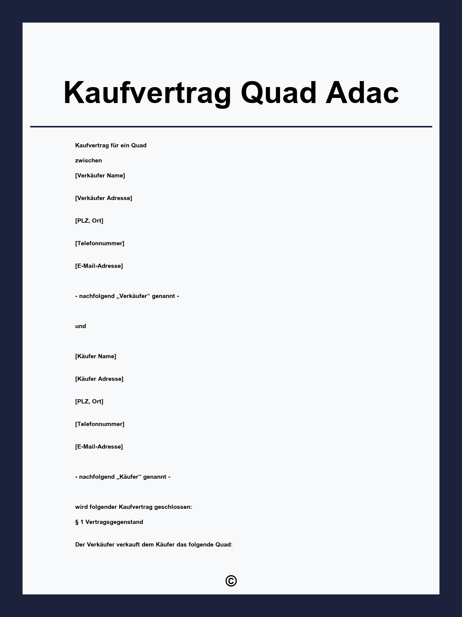 Kaufvertrag Quad Adac