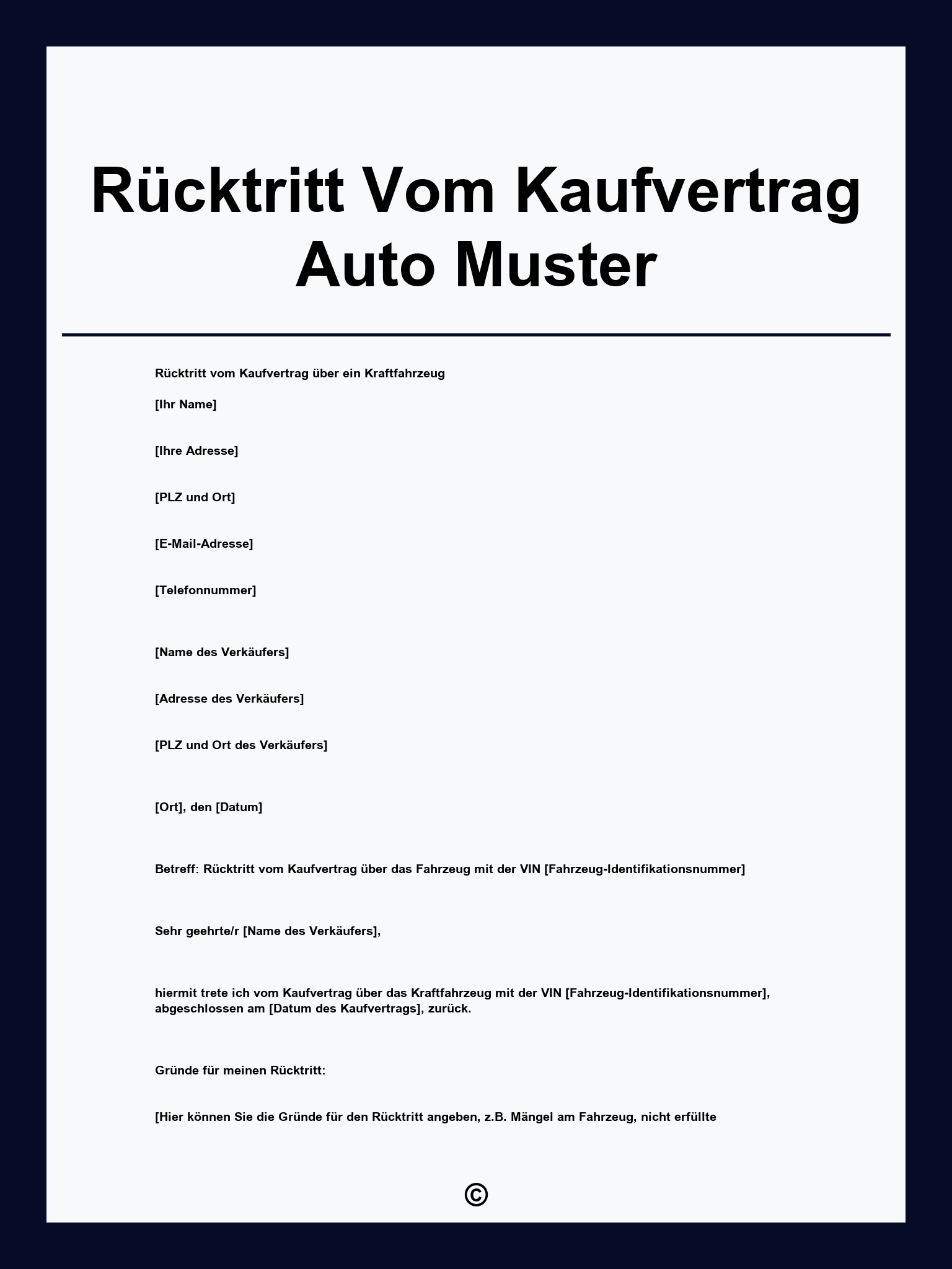 Muster Rucktritt Vom Kaufvertrag